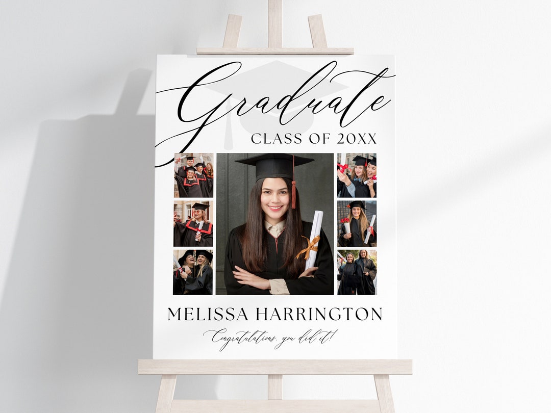 Graduation Photo Collage TEMPLATE Class of 2026, Personalized Gift for ...