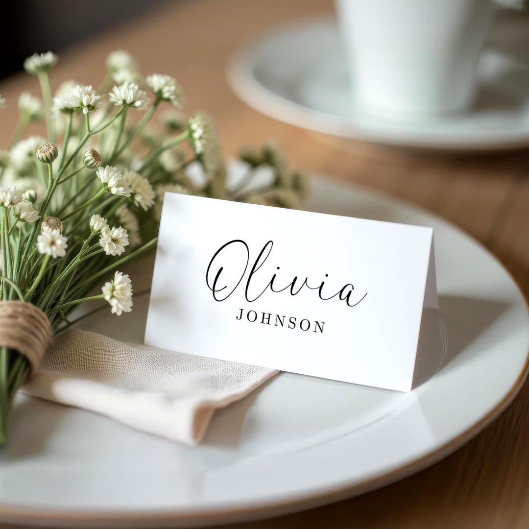 Minimalist Place Card TEMPLATE, Flat and Foldable Table Name Card ...