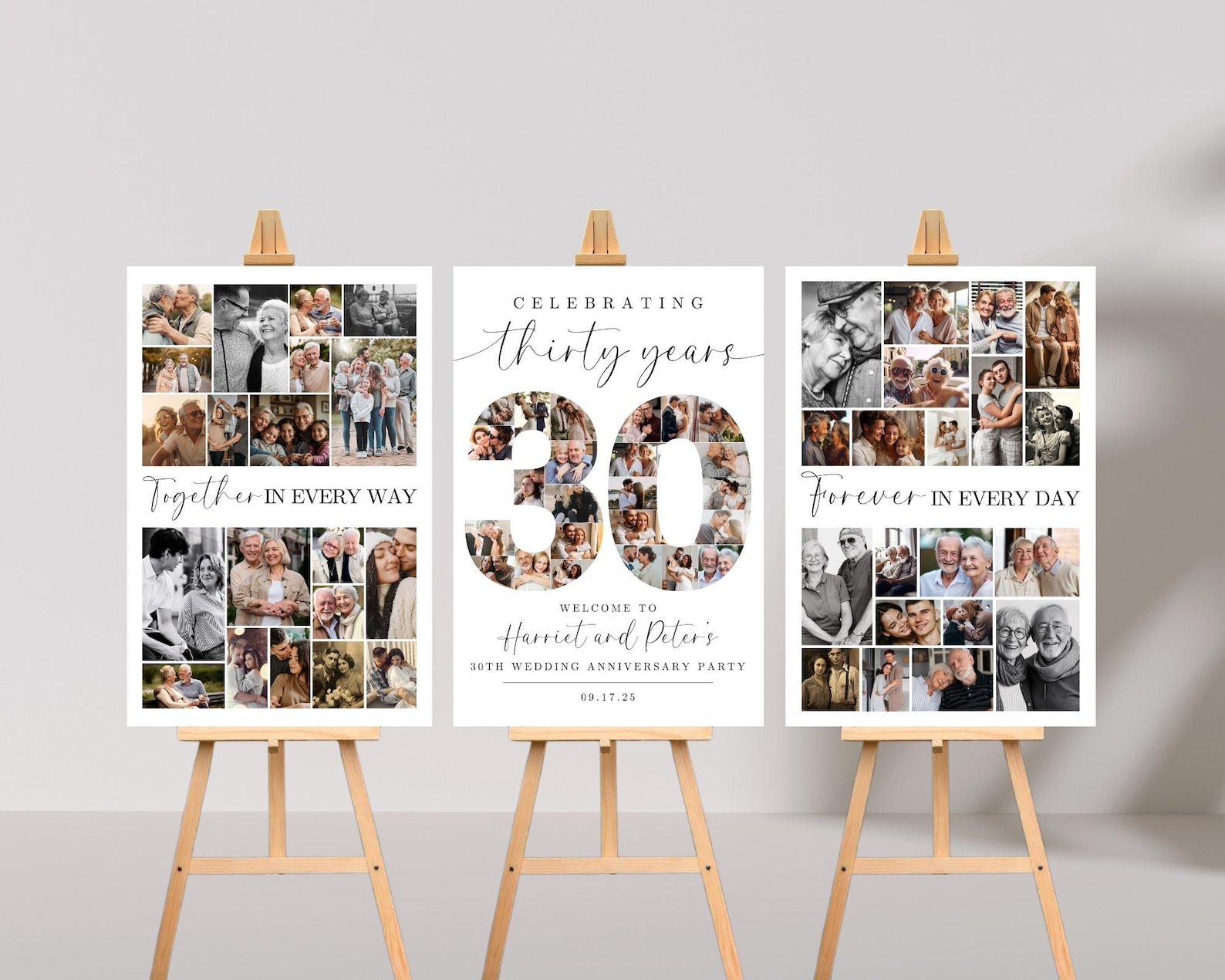30th Anniversary Party Welcome Sign TEMPLATE Set, Photo Collage Board ...