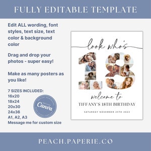 18th Birthday Photo Collage Poster Bundle TEMPLATE, Look Who's 18 ...