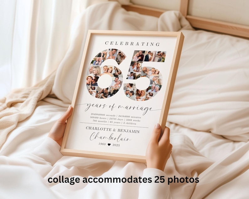 65th Wedding Anniversary Photo Collage TEMPLATE, 65 Years of Marriage ...