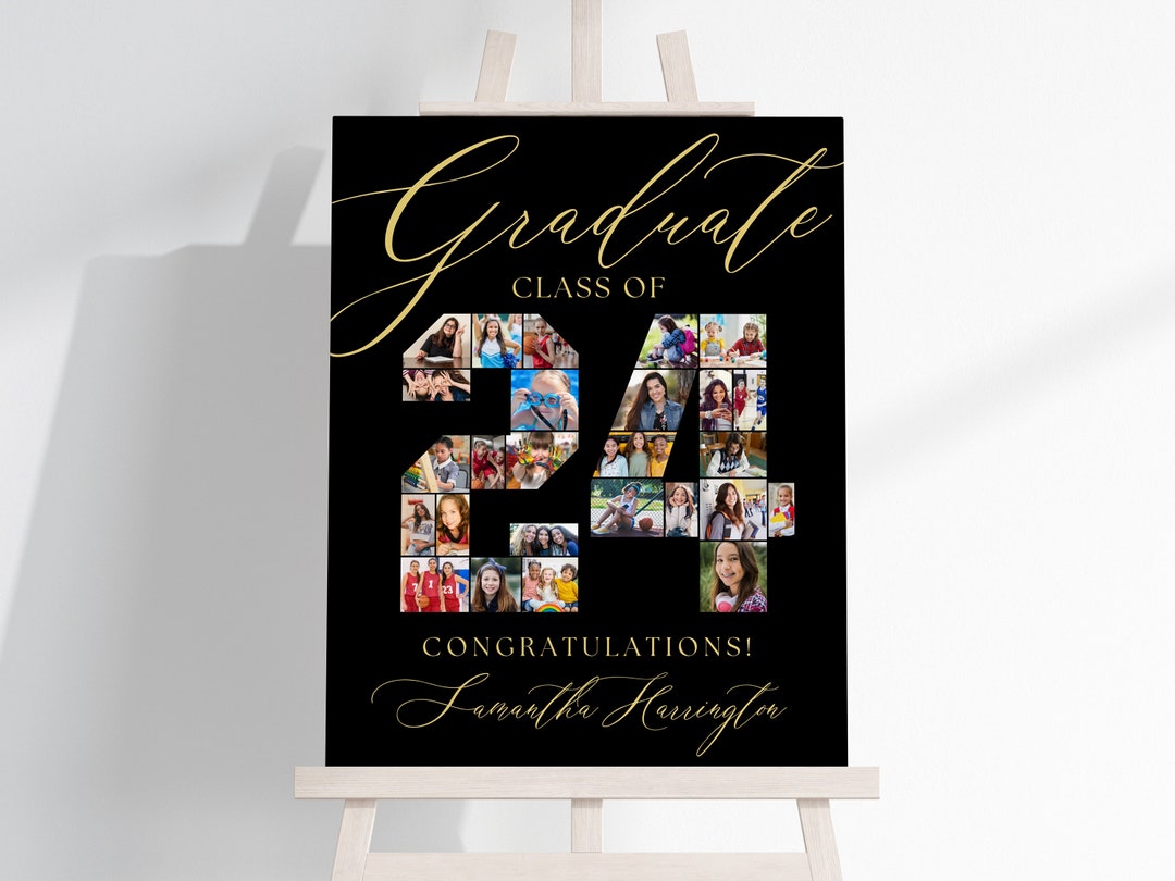 Graduation Photo Collage TEMPLATE Class of 2024, Personalized Gift for ...
