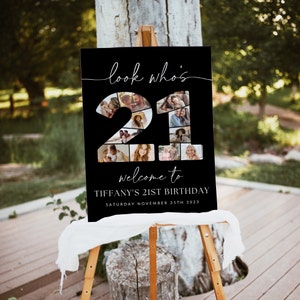 Black 21st Birthday Photo Collage TEMPLATE, Look Who's 21, Customizable ...