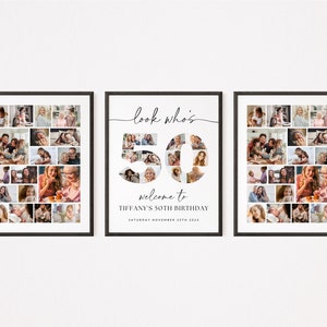 50th Birthday Photo Collage Poster Bundle TEMPLATE, Look Who's 50 ...