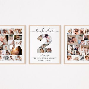 2nd Birthday Photo Collage Poster TEMPLATES, Look Who's 2, Second ...