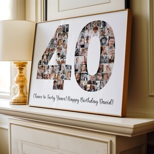Number 40 Birthday Photo Collage TEMPLATE, Cheers to 40 Years ...
