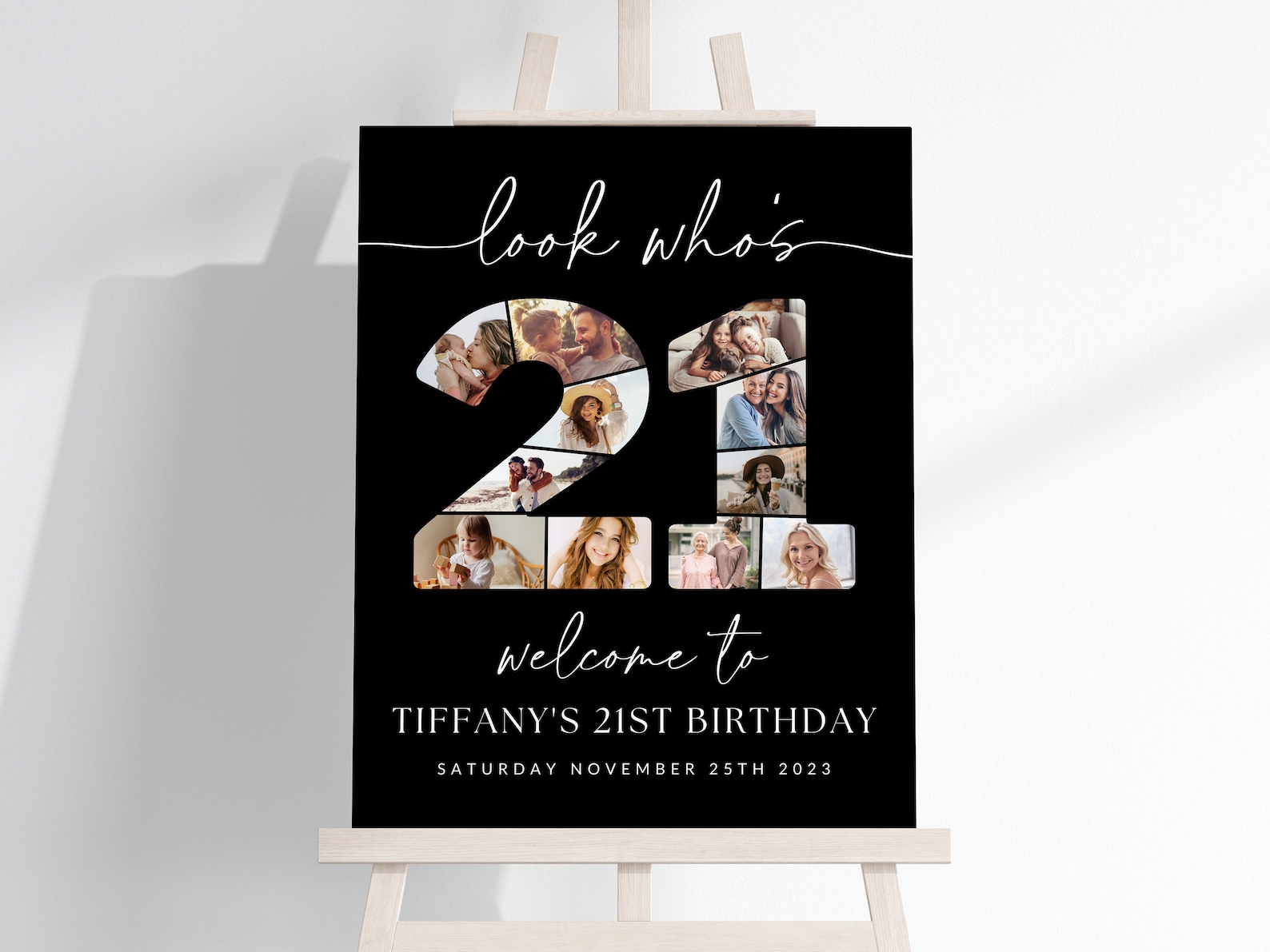 Black 21st Birthday Photo Collage TEMPLATE, Look Who's 21, Customizable ...