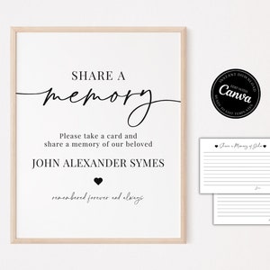 Share a Memory Sign and Card, Minimalist Memory Sign, Memory Cards for ...