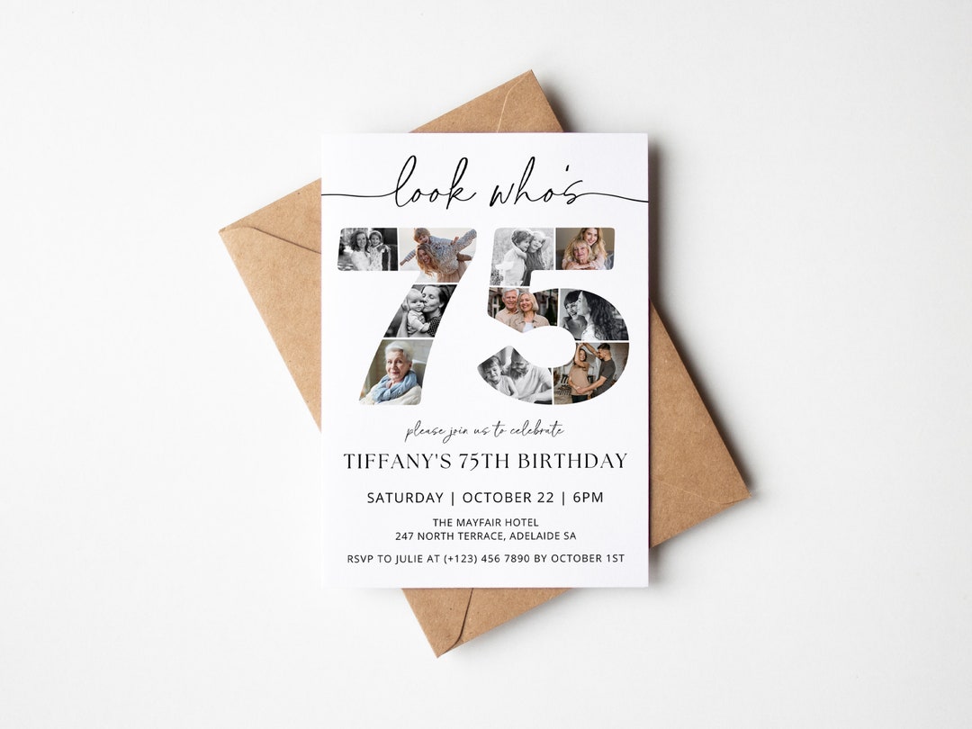75th Birthday Invitation TEMPLATE With Photo Collage, Look Who's 75 ...