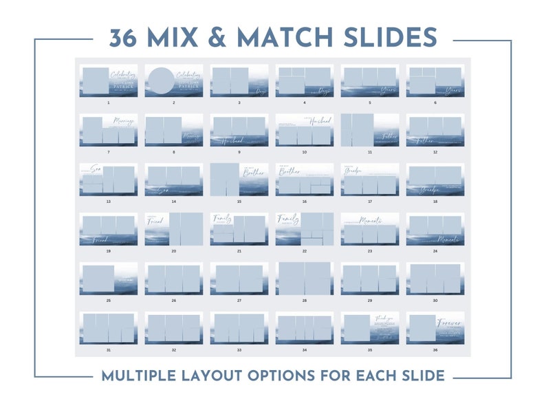 Blue Funeral Photo Slideshow Template for Male Memorial - Etsy