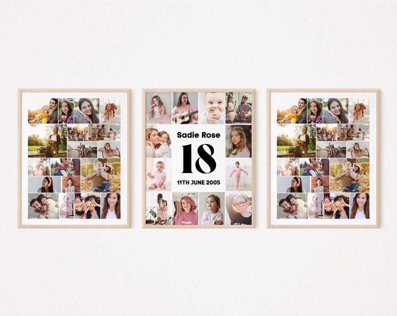 18th Birthday Photo Collage Poster Bundle TEMPLATE, Eighteenth Birthday ...