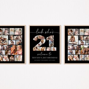 Black 21st Birthday Photo Collage Poster Bundle TEMPLATE, Look Who's 21 ...