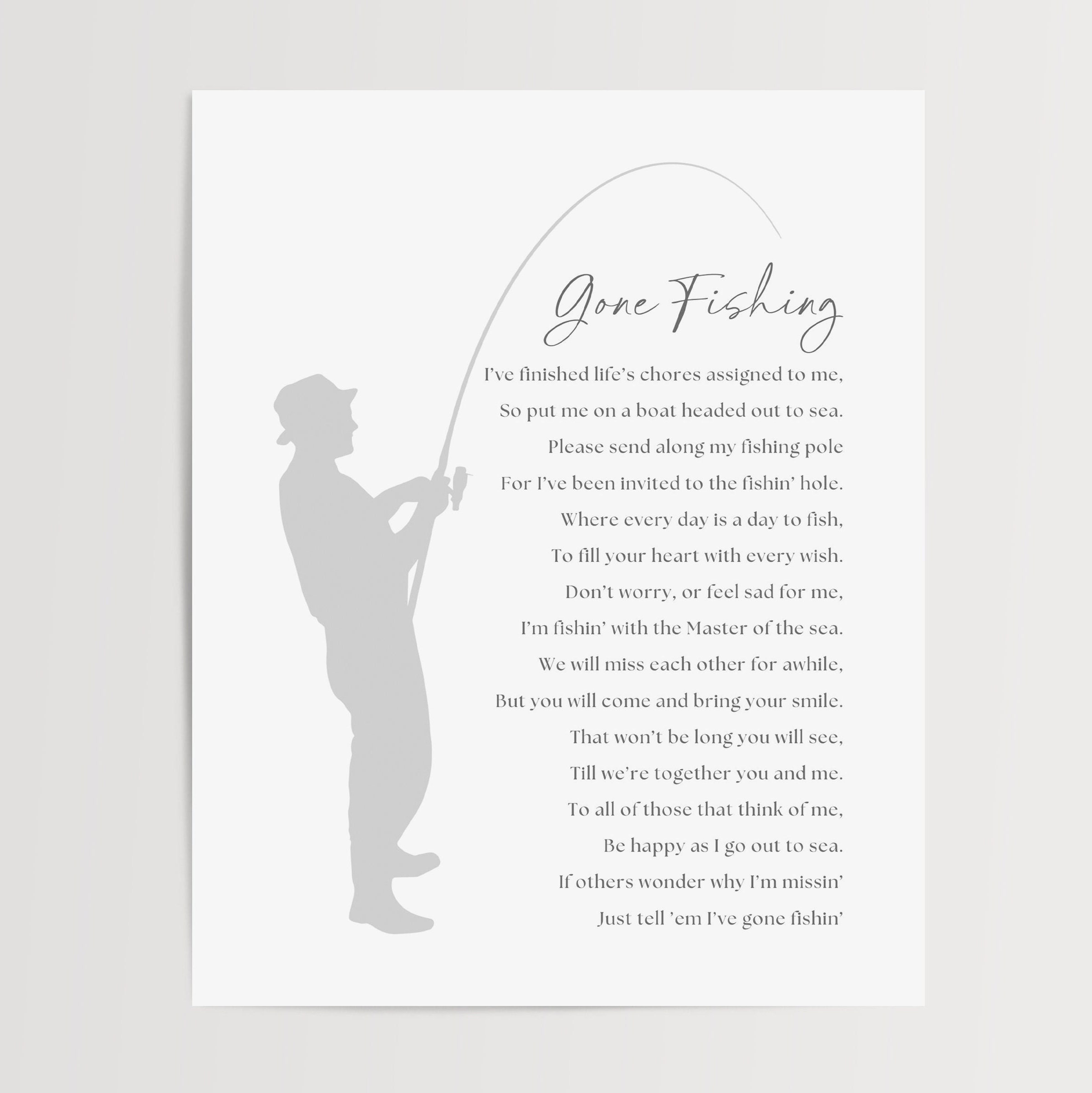 Gone Fishing Poem Ready to Print Celebration of Life Poem for - Etsy ...