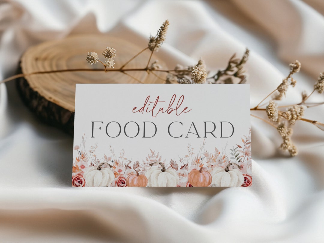 Folded Food Card TEMPLATE, Tented Buffet Card Printable, Baby Shower ...