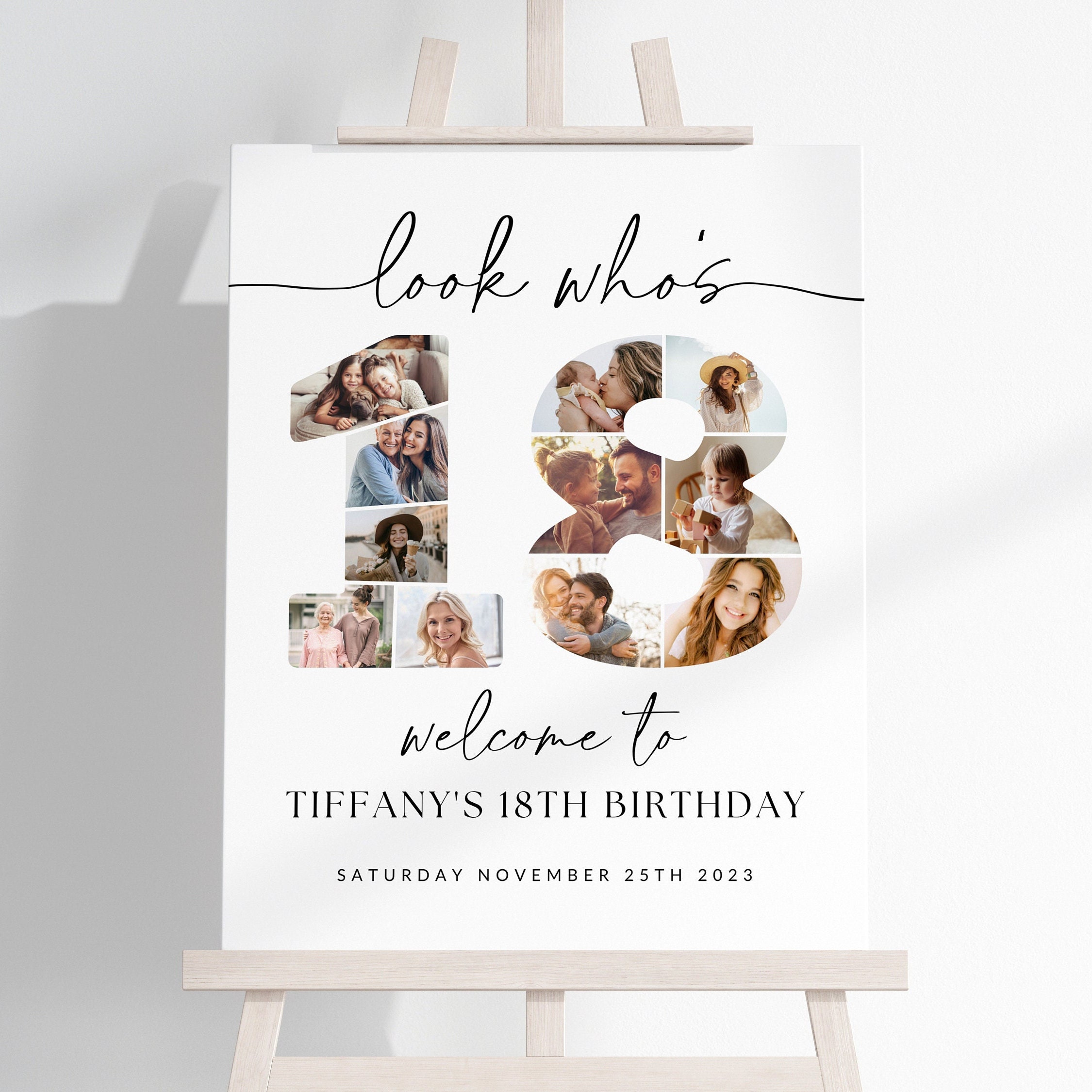 18th Birthday Photo Collage TEMPLATE, Look Who's 18, Customizable Photo ...
