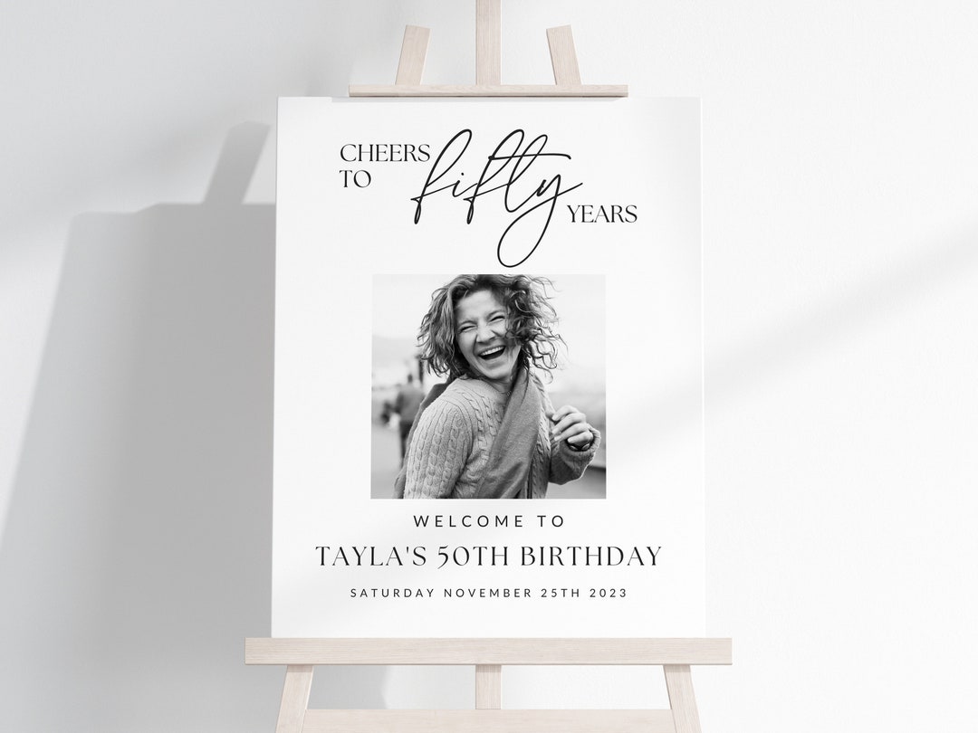 50th Birthday Photo Sign TEMPLATE, Cheers to Fifty Years, Customizable ...