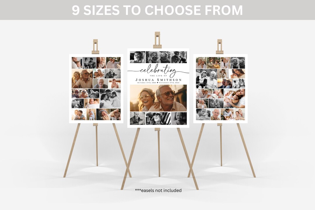 Celebration of Life Poster TEMPLATE for Man or Woman, Funeral Photo ...
