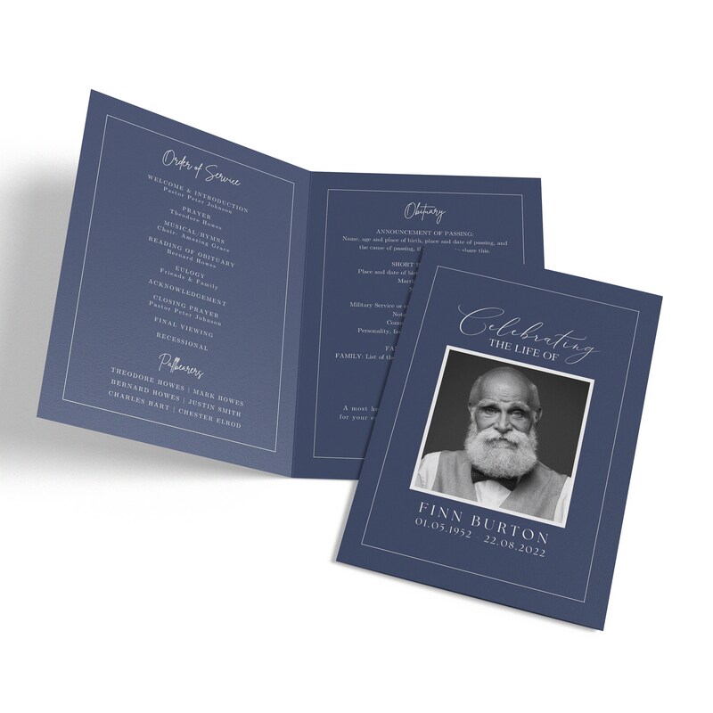 Blue Funeral Template - Etsy
