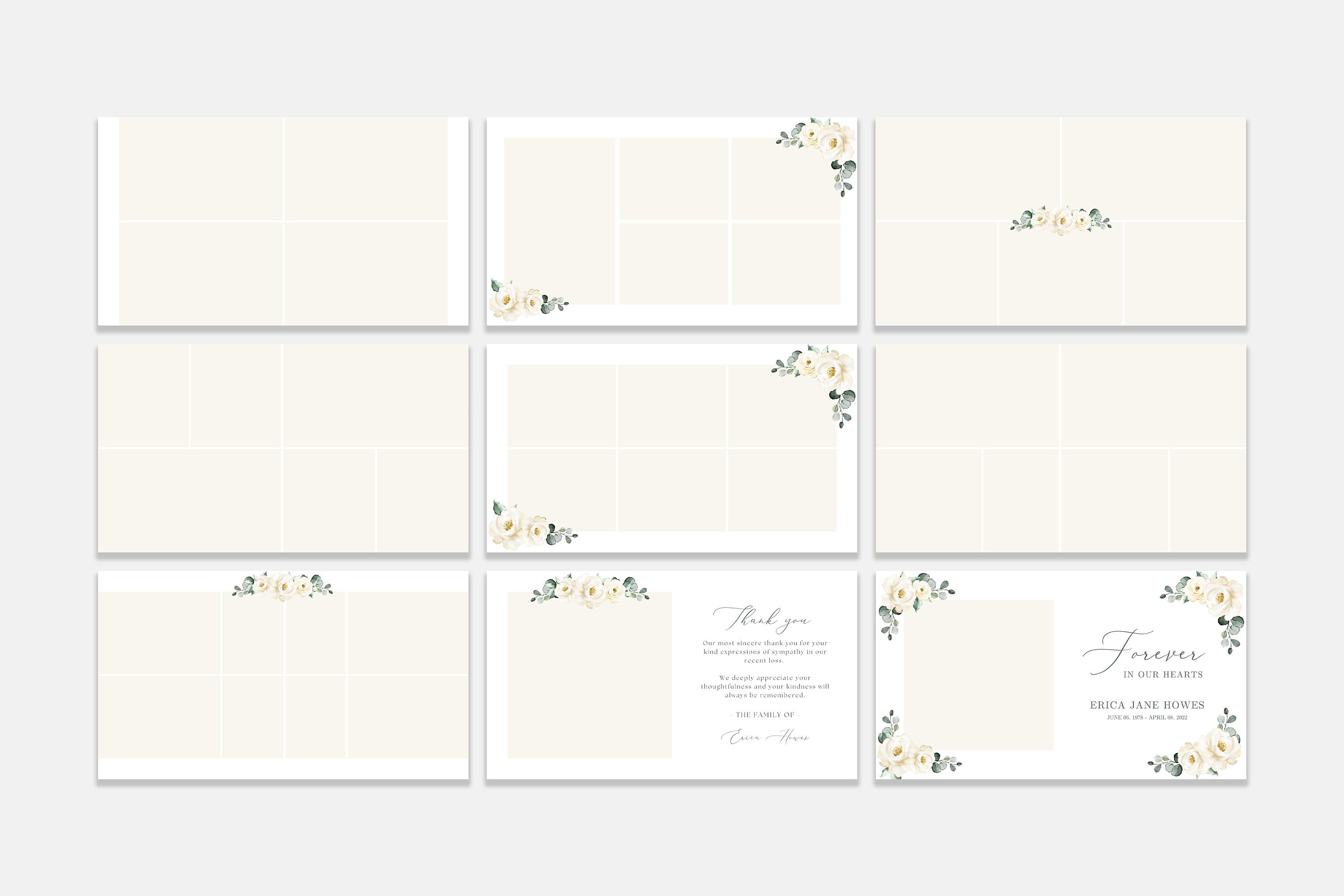 Funeral Photo Slideshow Template, Memorial Video for Woman, White Rose ...