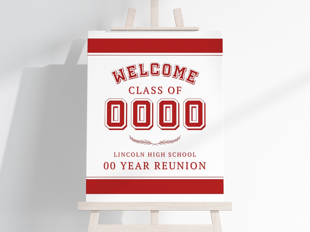 Class Reunion Welcome Poster TEMPLATE, Red and White, School Reunion ...