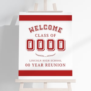 Class Reunion Welcome Poster TEMPLATE, Red and White, School Reunion ...