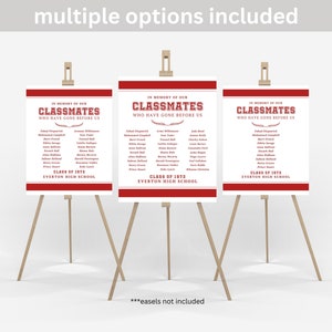 Class Reunion Memorial Sign TEMPLATE to Honor Deceased Classmates ...