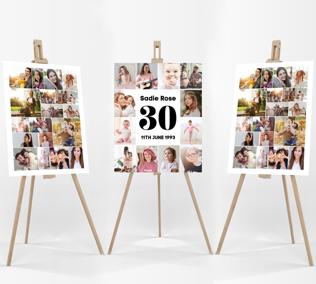 30th Birthday Photo Collage Poster Bundle TEMPLATE, Thirtieth Birthday ...