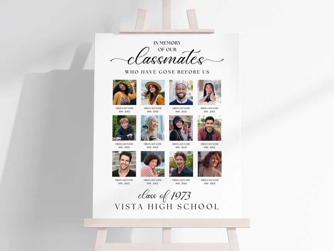 Customizable Class Reunion Memorial Poster Template to Honor Deceased ...