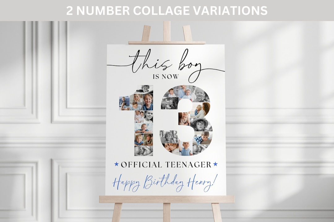 13th Birthday Photo Collage Poster TEMPLATE, This Boy is 13 Official ...
