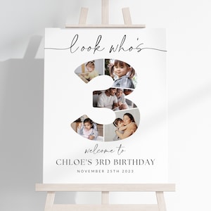 3rd Birthday Photo Collage TEMPLATE, Look Who's 3, Customizable Collage ...