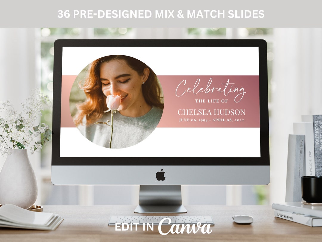 Funeral Slideshow Template With Music, Rose Gold Memorial Slideshow ...