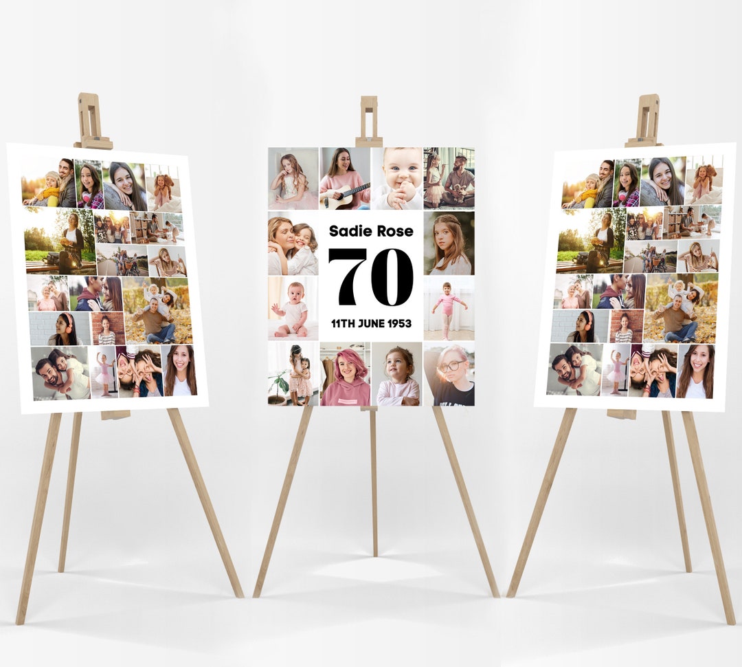 70th Birthday Photo Collage Poster Bundle TEMPLATE, Birthday Collage ...