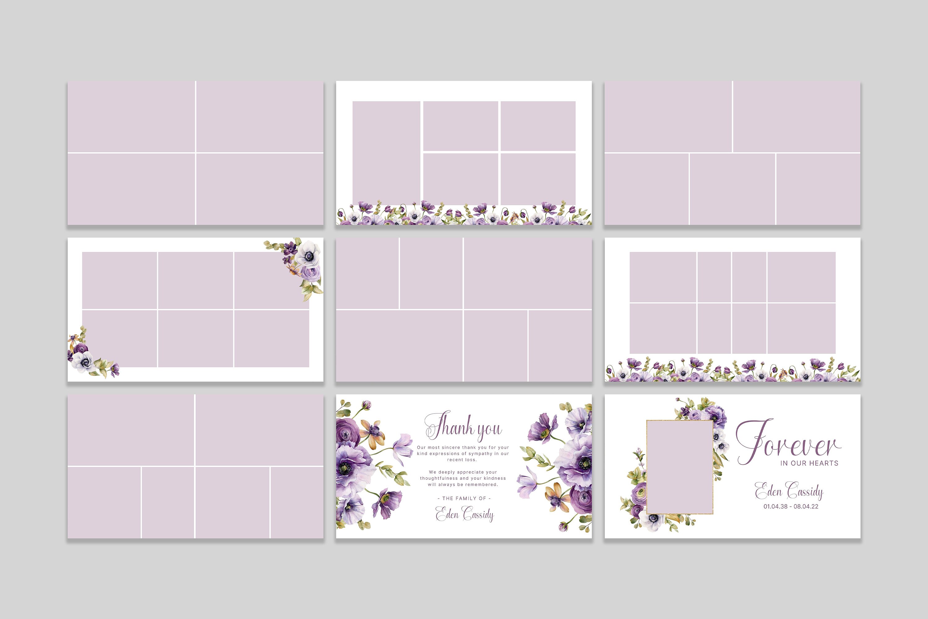 Funeral Slideshow Template, Purple Flowers, Memorial Video Woman ...