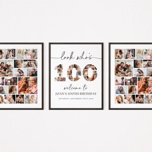 100th Birthday Photo Collage Poster Bundle TEMPLATE, Look Who's 100 ...