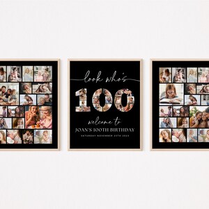 Black 100th Birthday Photo Collage Poster Bundle TEMPLATE, Look Who's ...