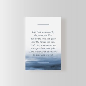 Blue Memorial Card Template for Man, Funeral Favors, Printable Prayer ...