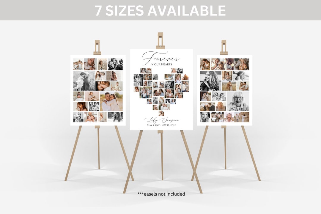 SET Funeral Heart Collage Templates, Minimalist Funeral Photo Collage ...