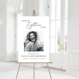 18th Birthday Photo Sign TEMPLATE, Cheers to 18 Years, Customizable ...