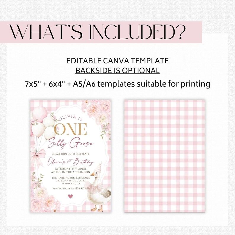 One Silly Goose 1st Birthday Invitation, First Birthday Party Digital ...