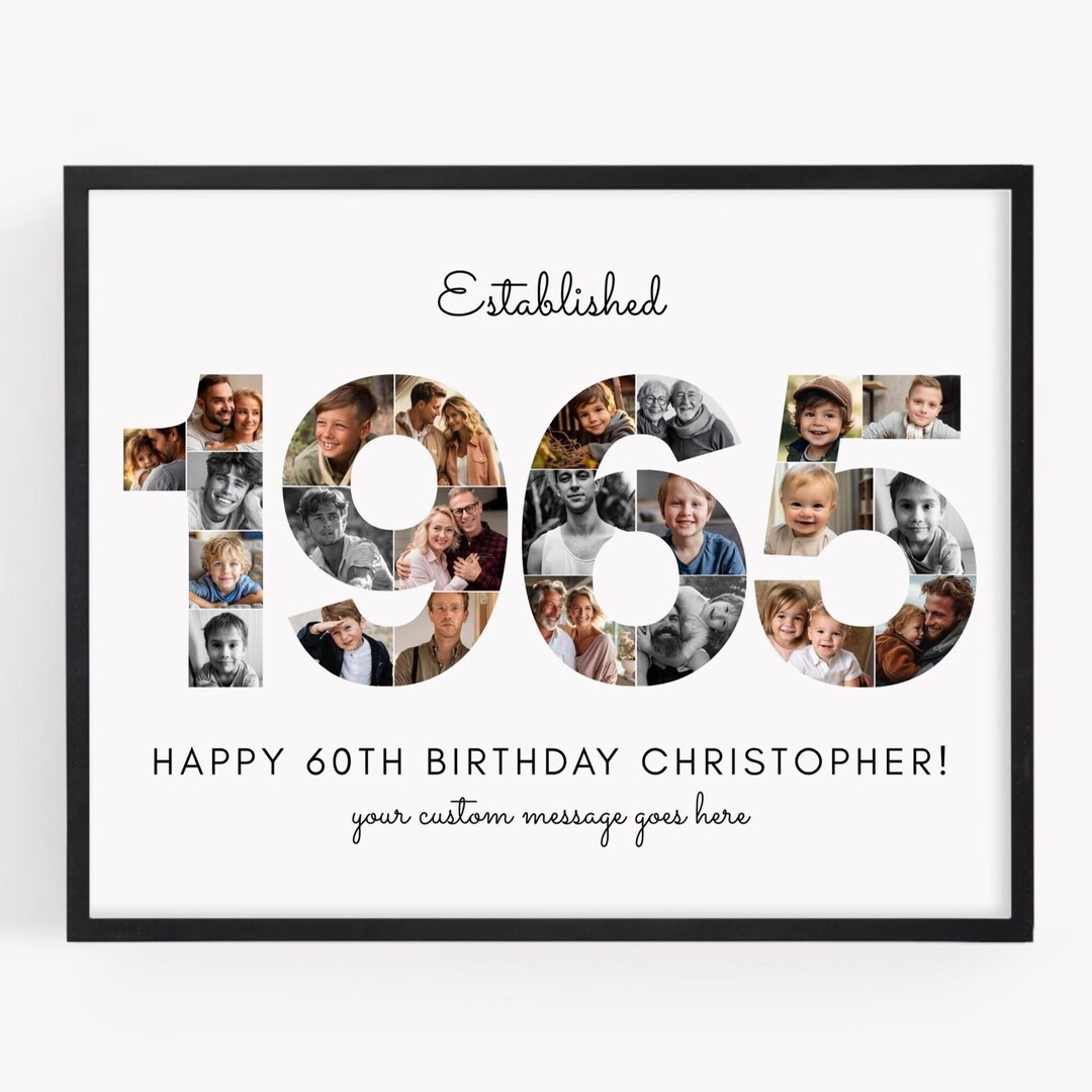 1965 Birth Year Photo Collage TEMPLATE, 60th Birthday Gift, Birthday ...