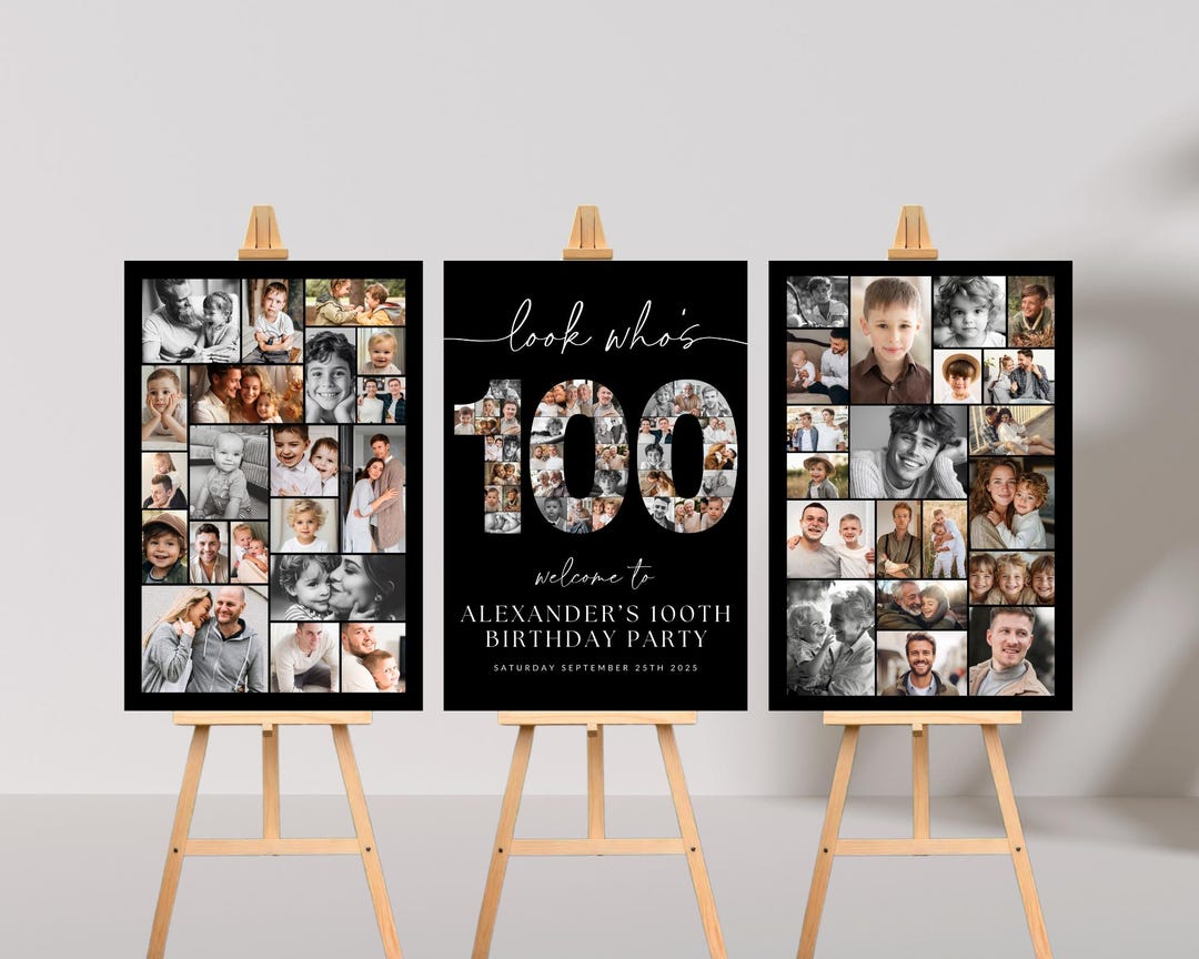 100th Birthday Photo Collage Poster Bundle TEMPLATE, Look Who's 100 ...