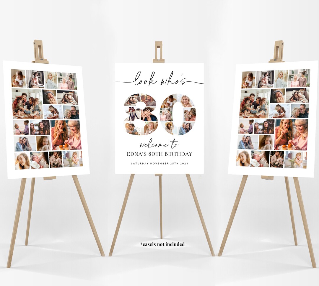 80th Birthday Photo Collage Poster Bundle TEMPLATE, Look Who's 80 ...