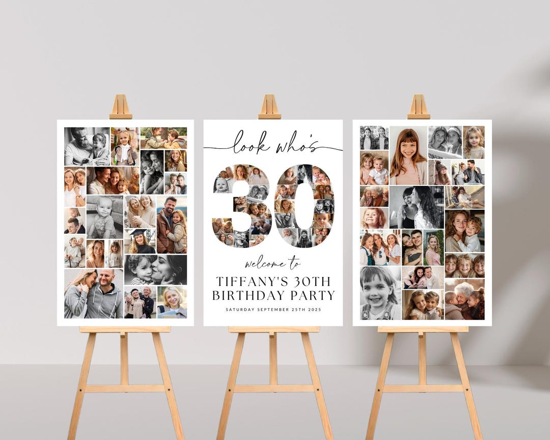 30th Birthday Photo Collage Poster Bundle TEMPLATE, Look Who's 30 ...