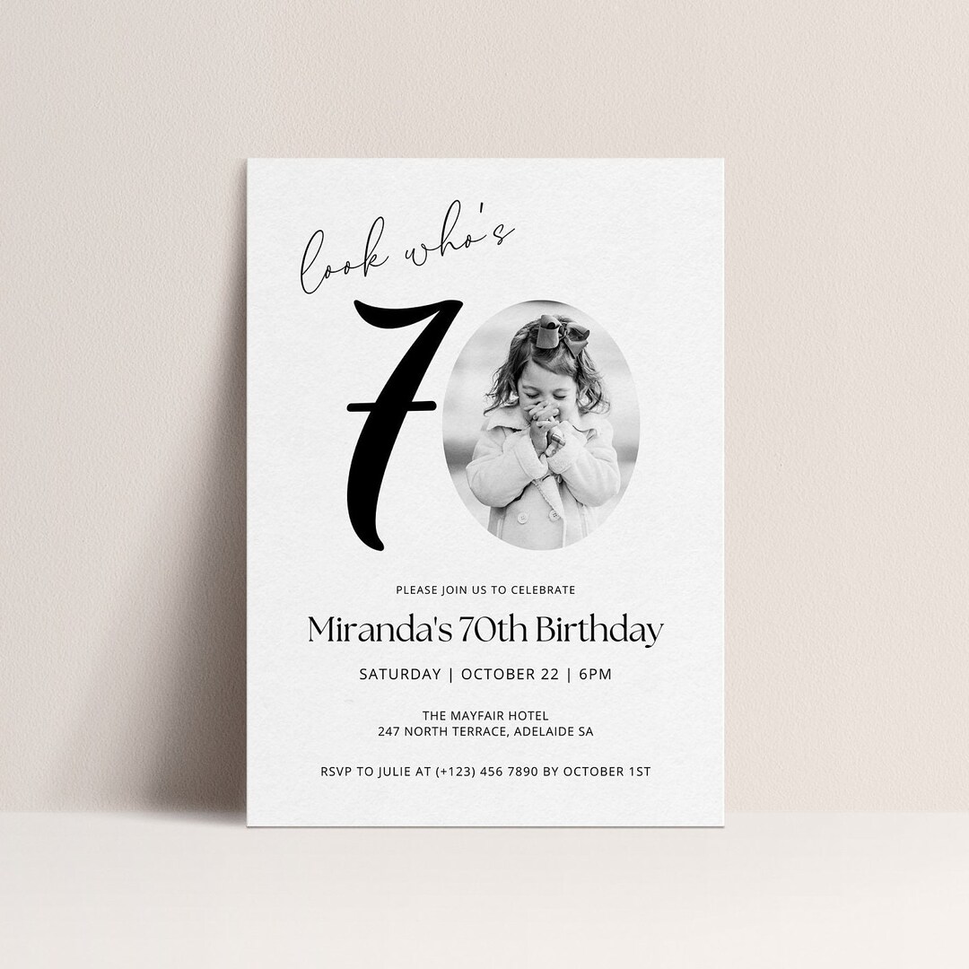 70th Birthday Invitation TEMPLATE, Look Who's 70, Photo Birthday Invite ...