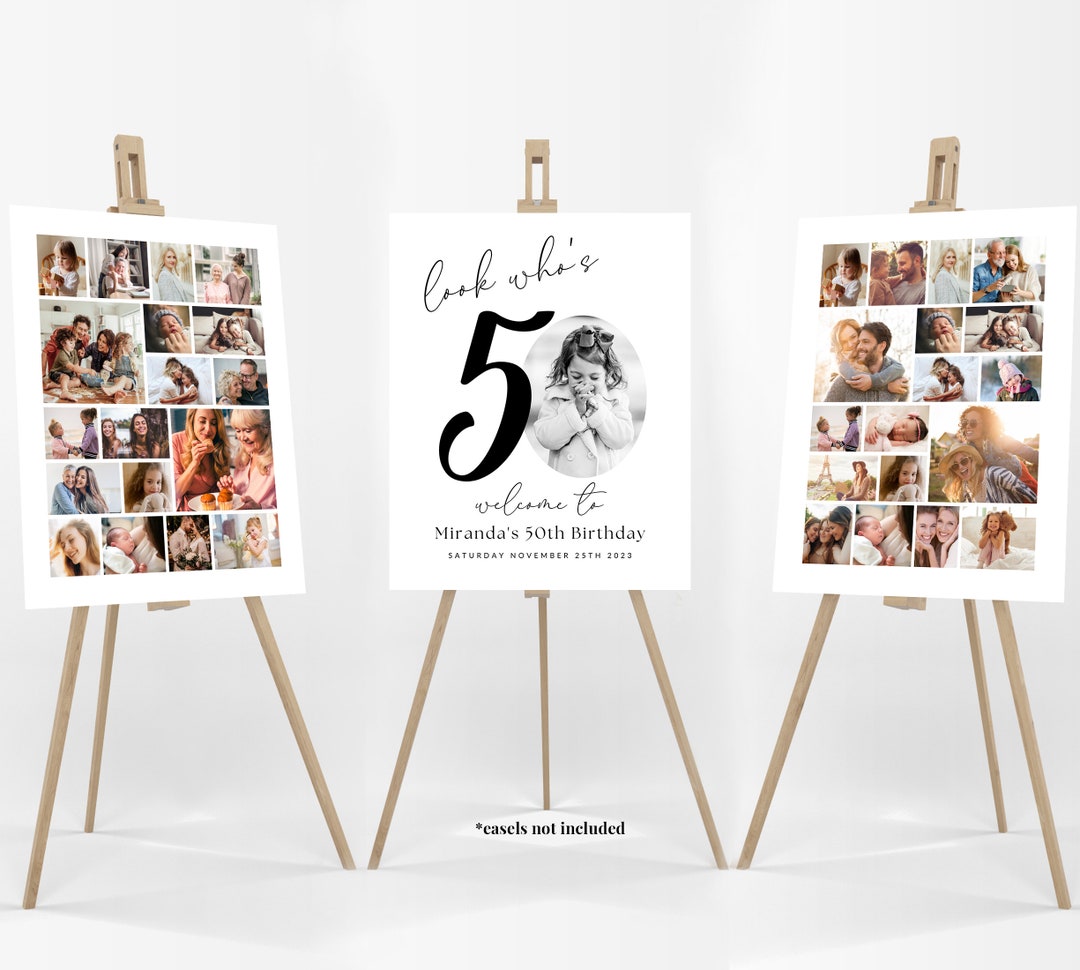 50th Birthday Photo Collage Poster Bundle TEMPLATE, Look Who's 50 ...