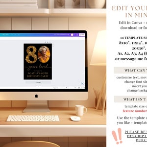 80 Years Loved Poster TEMPLATE Black and Gold, 80th Birthday Party ...