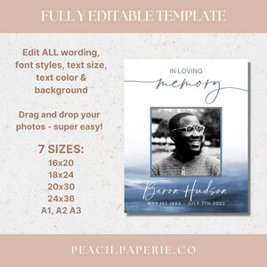 Blue in Loving Memory Sign Template Bundle, Funeral Memorial Photo ...