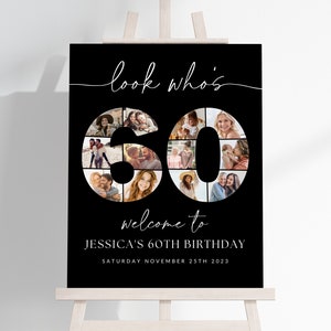 Black 60th Birthday Photo Collage TEMPLATE, Look Who's 60, Customizable ...