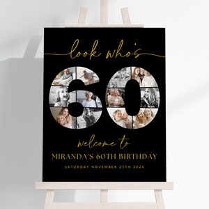 Black and Gold 60th Birthday Photo Collage TEMPLATE, Look Who's 60 ...