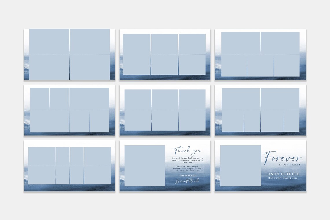 Blue Funeral Photo Slideshow Template for Male Memorial - Etsy